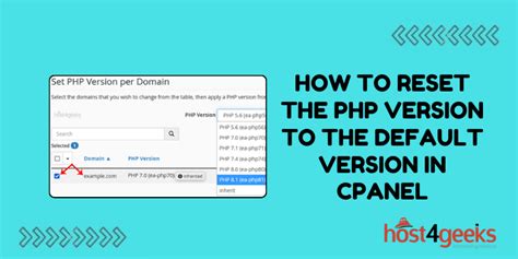 How To Reset The Php Version To The Default Version In Cpanel