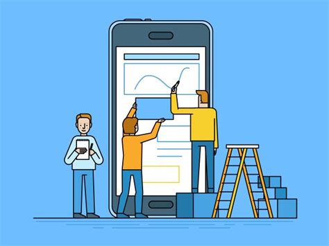 People Creating Mobile Interface Royalty Free Vector Image