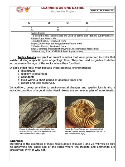 Earth And Life Science Las 16 Index Fossils Pdf