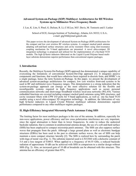 Pdf Advanced System On Package Sop Multilayer Architectures For Rf Wireless Systems Up To