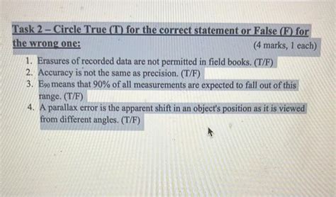 Solved Task Circle True T For The Correct Statement Or Chegg Com