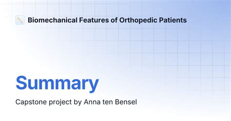 My Project On Knn Algorithm For Orthopedics Anna Ten Bensel Posted On