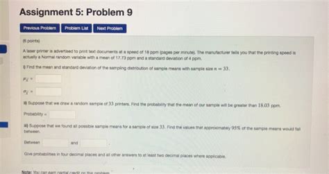 Solved Assignment 5 Problem 9 Previous Problem Problem List