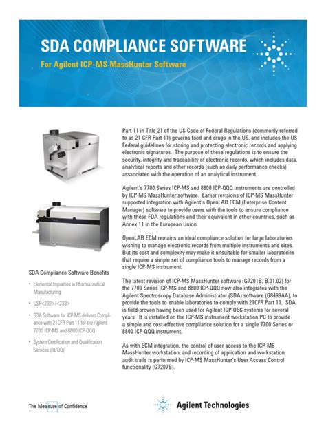5991 2002en Sda Compliance Software Agilent Icp Ms Masshunter Software Pdf Verification And