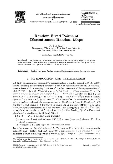 Pdf Random Fixed Points Of Discontinuous Random Maps
