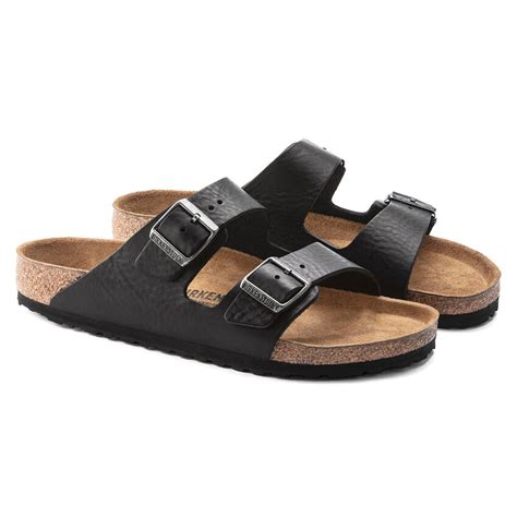 Birkenstock Arizona Grip Leather Vintage Wood Black Mens