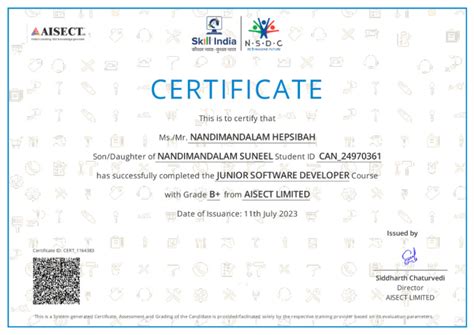 Nsdc Sample Certificate Pdf
