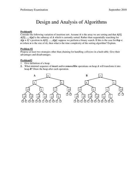 design and analysis of algorithms preliminary examination september 2010