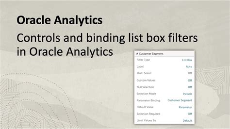 Controls And Binding List Box Filters In Oracle Analytics Youtube