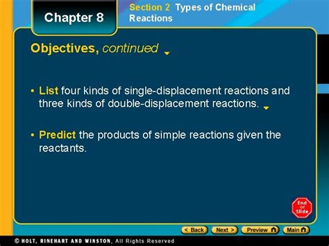 Chapter 8 Section 2 Types Of Chemical Reactions