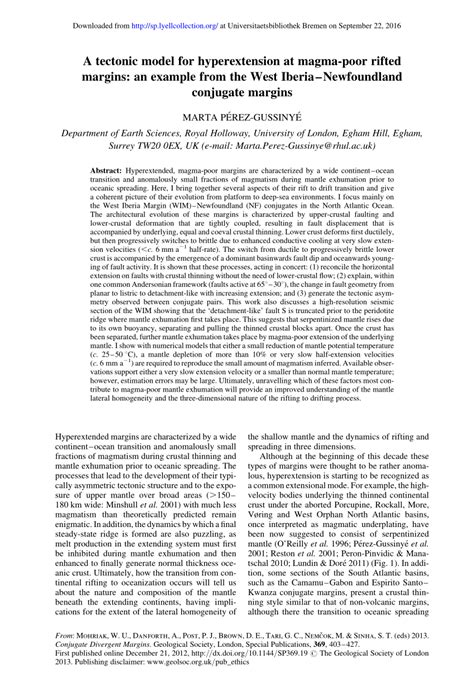 Pdf A Tectonic Model For Hyperextension At Magma Poor Rifted Margins An Example From The West