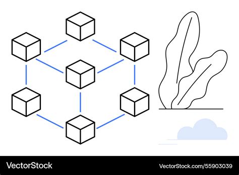 Blockchain Network Connected With Cubes Royalty Free Vector