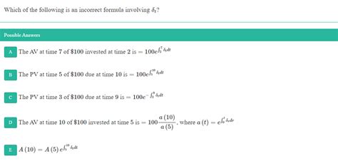 Solved Which Of The Following Is An Incorrect Formula