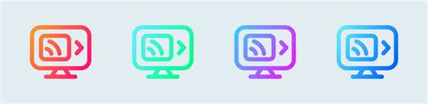 Screen Mirroring Line Icon In Gradient Colors Wireless Display Signs Vector Illustration