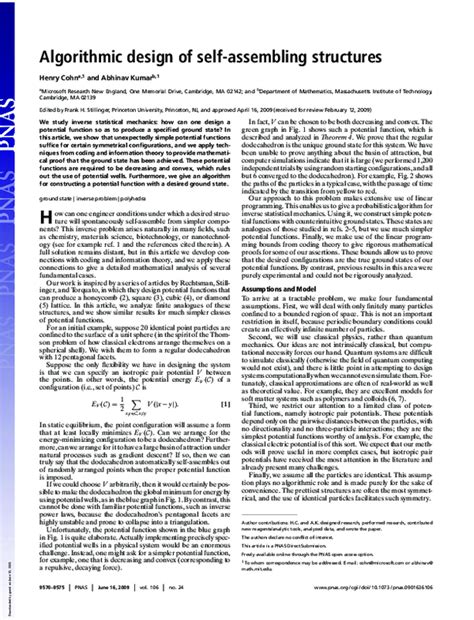 Pdf Algorithmic Design Of Self Assembling Structures