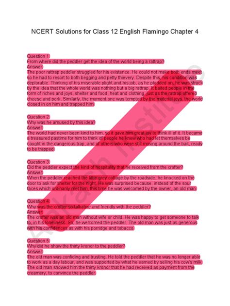 Ncert Solutions For Class 12 English Flamingo Chapter 4 Pdf