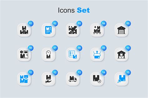 판지 골판지 상자 시계가 있는 판지 운송장 창고 상자 패키지 검색 전체 창고 및 배송 목록 확인 아이콘을 설정합니다 벡터 가득 찬에 대한 스톡 벡터 아트 및 기타 이미지