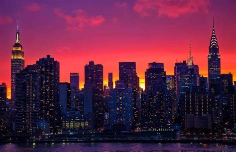 Manhattan Skyline Gma Sunset City New York Sunset Sunset In Nyc