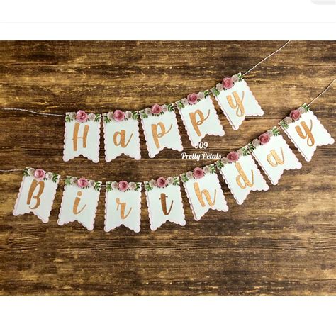 Floral Happy Birthday Banner Birthday Banner Happy Birthday Banners