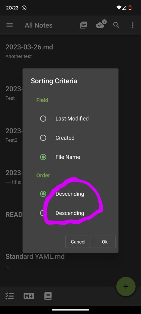 text error in sort order selection · issue 910 · gitjournal gitjournal
