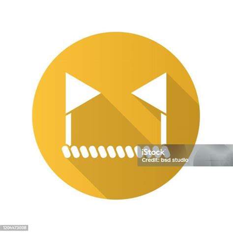 크리켓 경계 플랫 디자인 긴 그림자 문표 아이콘입니다 밧줄로 연결된 두 개의 깃발 경기장의 테두리 박쥐와 공 팀 게임 스포츠 놀이터 장비 벡터 실루엣 일러스트레이션