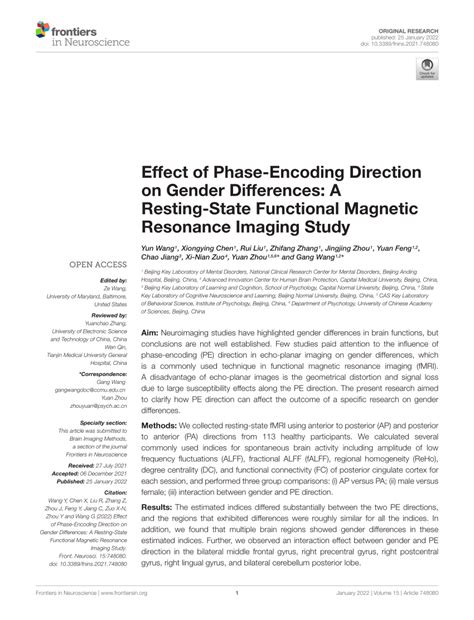 pdf effect of phase encoding direction on gender differences a