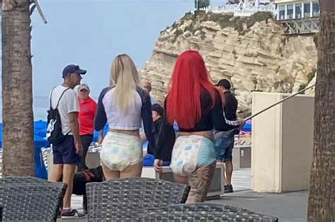 Racy Models Turn Heads In Benidorm After Caught Strolling In Diapers At