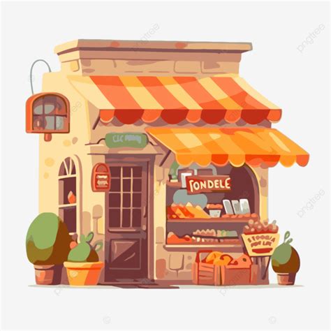 가게 벡터 신선한 과일과 야채 만화와 작은 가게 스티커 클립 아트 상표 클립 아트 Png 일러스트 및 벡터 에 대한 무료 다운로드 Pngtree