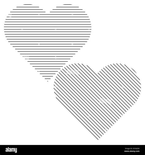 Striped Heart Shape Parallel Line Pattern Minimalist Love Symbol Vector Illustration Stock