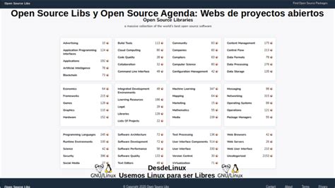 open source libs y open source agenda webs de proyectos abiertos