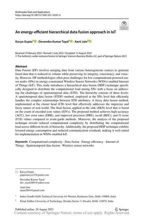 An Energy Efficient Hierarchical Data Fusion Approach In Iot