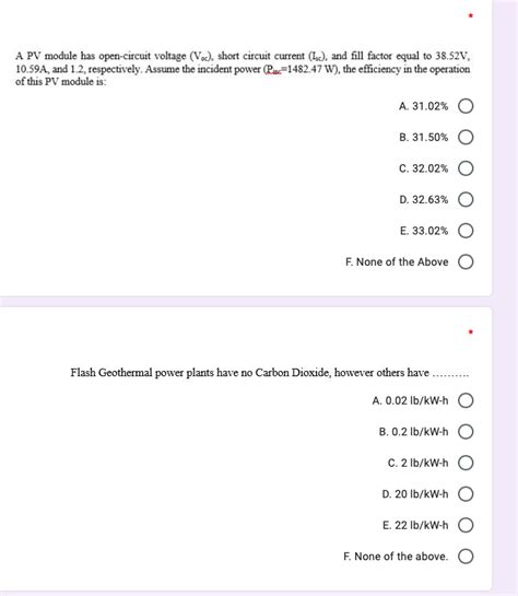 Solved A Pv Module Has Open Circuit Voltage Voc Short