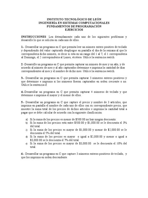 Pdf Ejercicios De Programación If Else Dokumentips