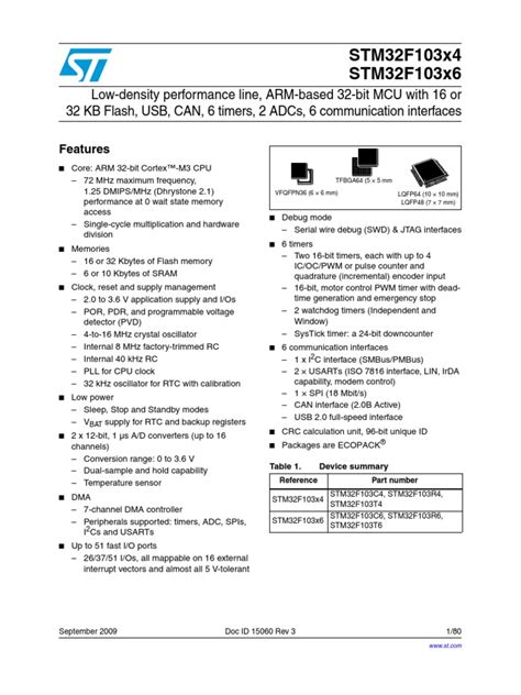 Stm32f103 Datasheet Pdf Arm Architecture Embedded System