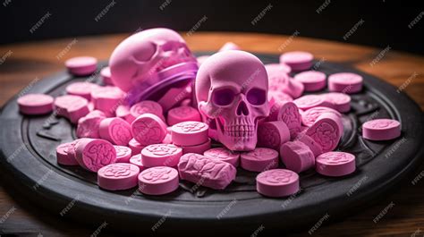 Pílulas De Ecstasy Cor De Rosa Ou Comprimidos De Ecstasy Com Desenho Gravado Foto Premium