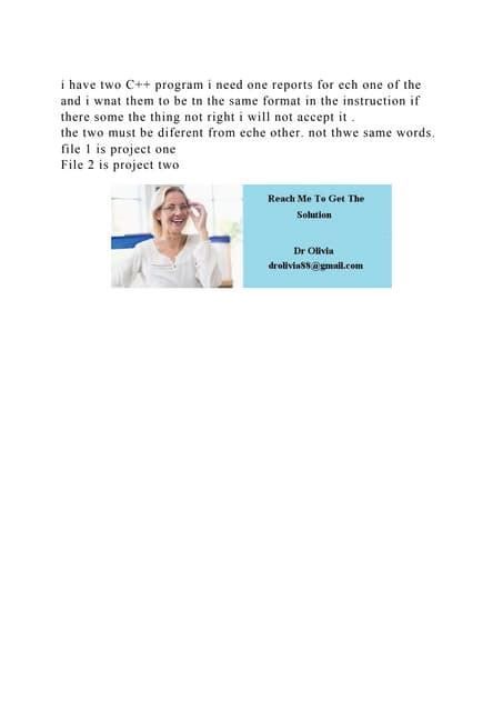 I Have Two C Program I Need One Reports For Ech One Of The And I Wdocx