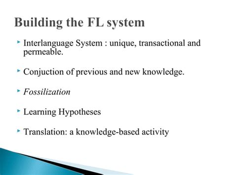 Fossilization Of The Interlanguage System Ppt