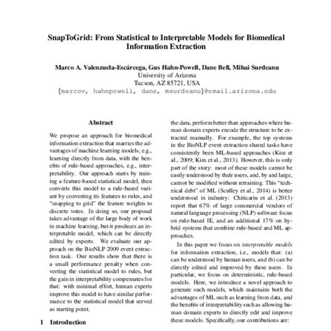 Snaptogrid From Statistical To Interpretable Models For Biomedical Information Extraction Acl