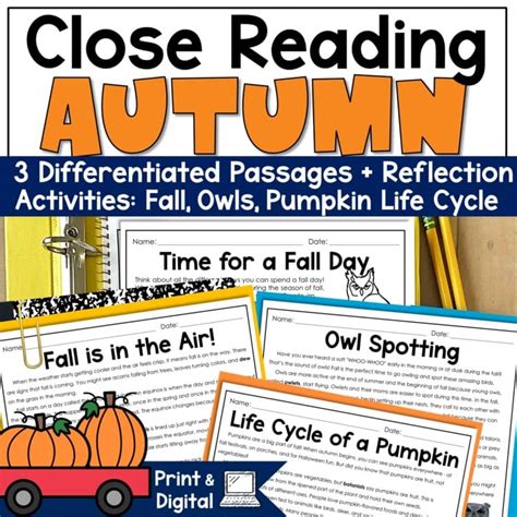 Fall Reading Comprehension Passages And Questions October Pumpkin Life Cycle