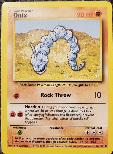 Onix 1995 Pokémon Card Ebay