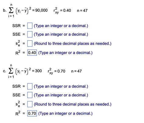 Compute Ssr Sse Se2 And The Coefficient Of