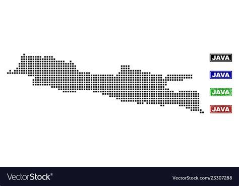 Java Island Map In Dot Style With Grunge Name Vector Image