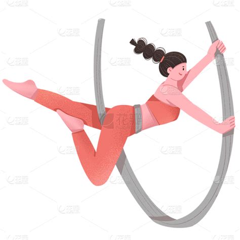 手绘 健身人物贴纸套系 空中瑜伽