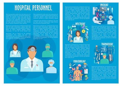 벡터 의료 브로셔 병원 직원 의사 프리미엄 벡터