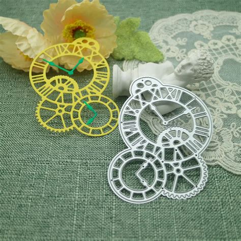 벽시계 기어 조합 커팅 다이 스텐실 Diy 스크랩북 앨범 종이 카드 템플릿 금형 엠보싱 장식 수공예 Aliexpress