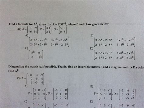 Solved Find A Formula For Ak Given That A PDP Where P Chegg Com
