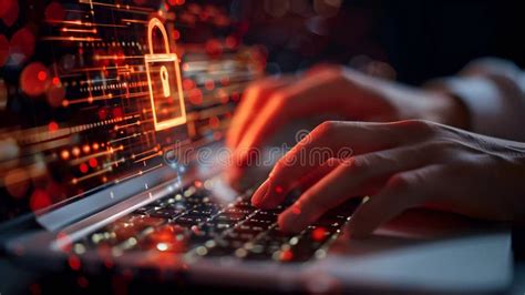 Cybersecurity Data Protection Online Threats Secure Network Access Encryption Stock Illustration