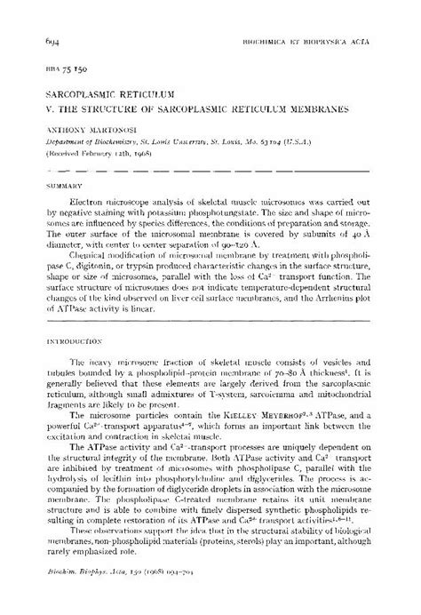 Pdf Sarcoplasmic Reticulum V The Structure Of Sarcoplasmic Reticulum Membranes Dokumentips