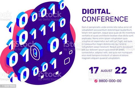 흰색 색상 배경에 텍스트가있는 1 및 0 등각 투영 번호의 그림이있는 벡터 크리에이티브 템플릿 바이트에 대한 스톡 벡터 아트 및 기타 이미지 Istock