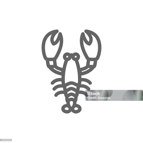 간단한 새우 라인 아이콘입니다 기호와 기호 벡터 일러스트 레이 션 디자인 편집 가능한 선입니다 흰색 배경에 고립 갈고리 발톱에
